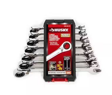 Husky Reversible Ratcheting SAE Combination Wrench Set (7-Piece ...