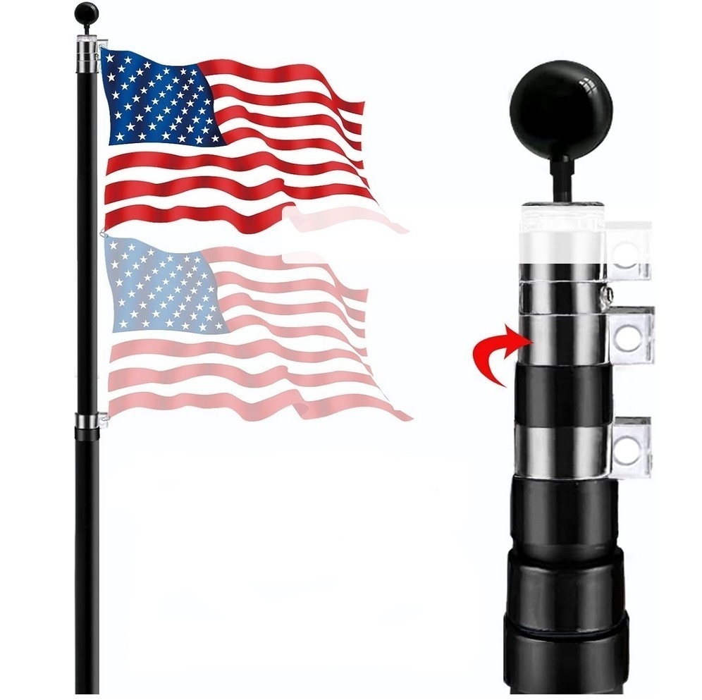 Sunocity 30 FT Telescoping Flag Pole, Extra Thick Aluminum, Dual Flag ...