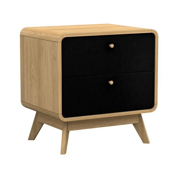 Ren Home Scandinavian Nightstand with 2 Drawers, Oak and White New in ...