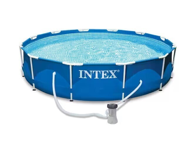 Intex 12 ft. x 30 in. Metal Frame Set Above Ground Swimming Pool with ...