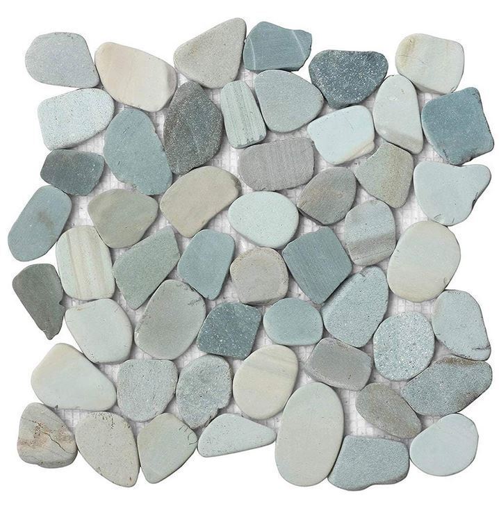 FuStone Decorative Tiles Interlocking Tumbled Pebble Tiles (1-Sheet ...